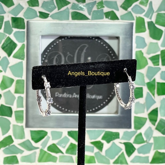 Pandora | Jewelry | New Pandora Sparkling Pav Bars Hoop Earrings | Poshmark